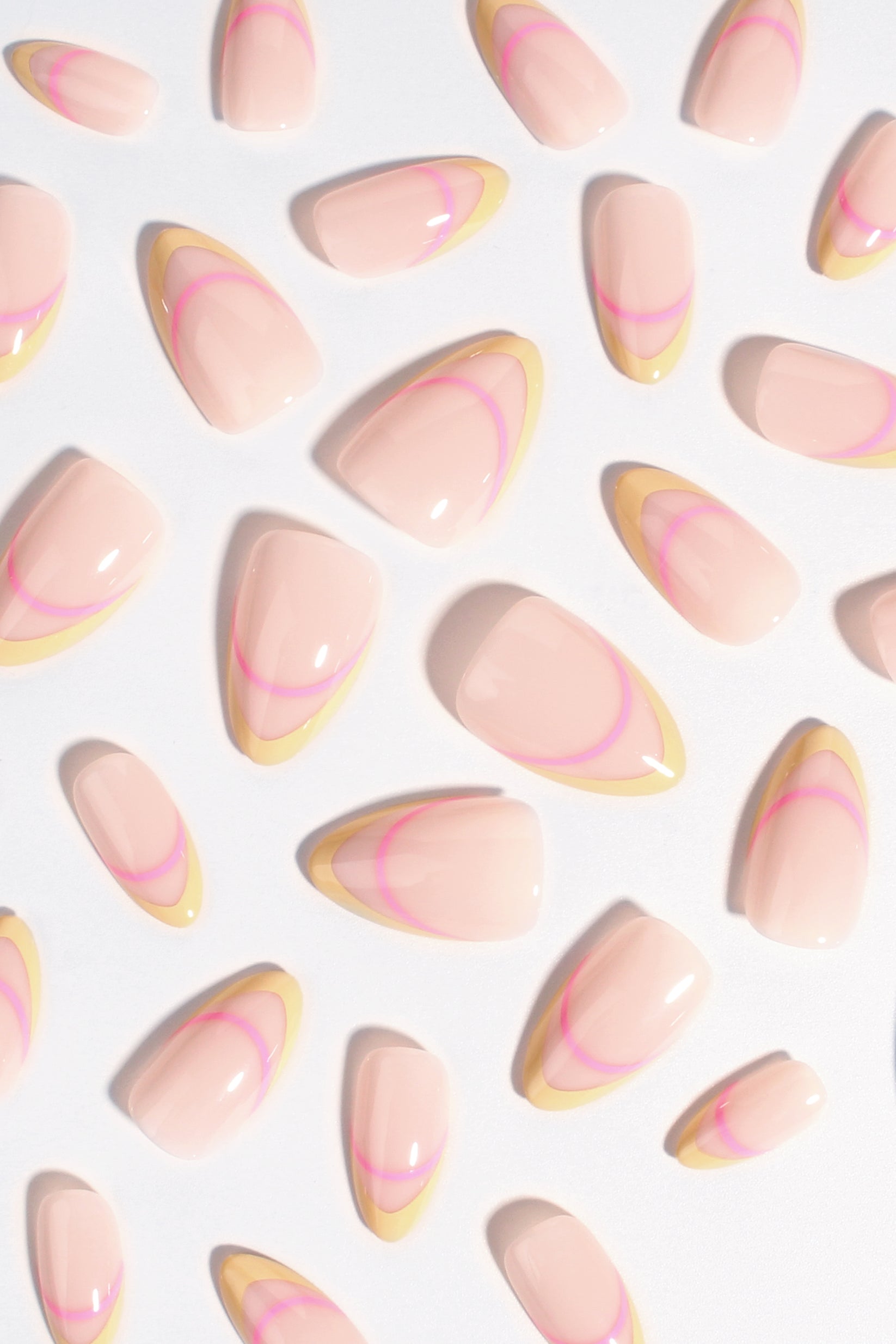 Tango Twist Press-On Nails | Vibrant Pink and Yellow Elegance – Bonmuz